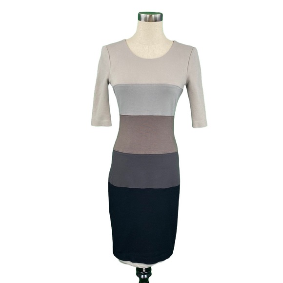 BCBGMaxAzria | Dresses | Bcbgmaxazria Kelly Ann Grayblack Color Block ...